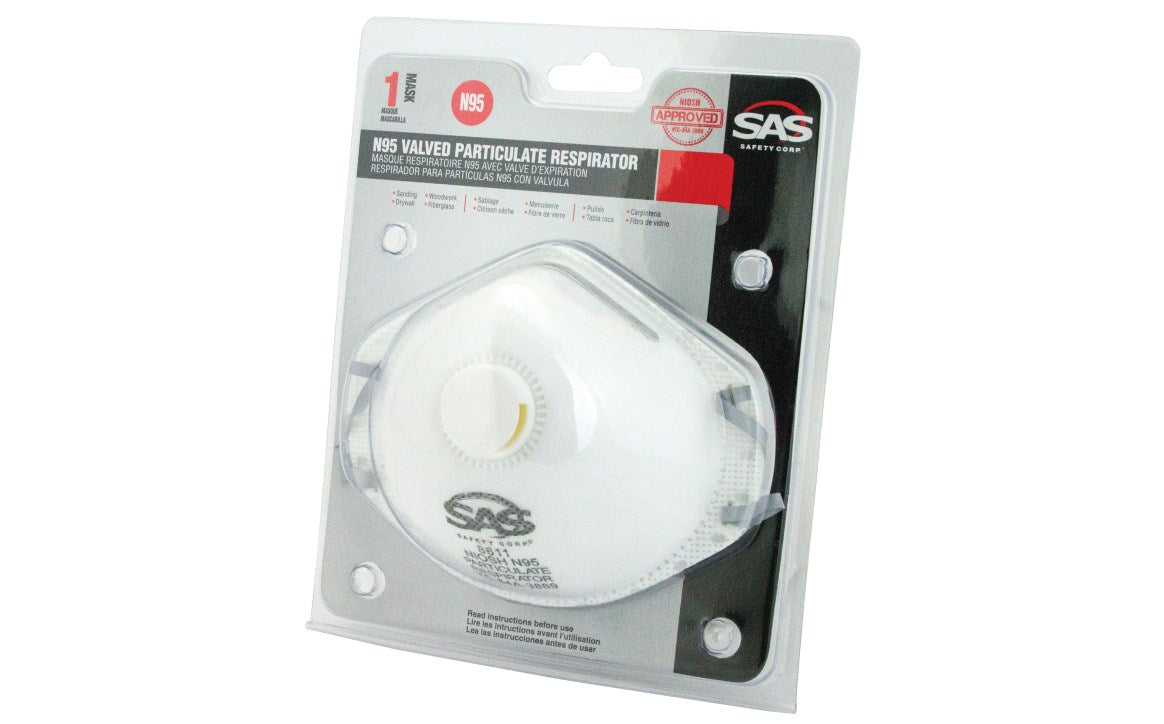SAS Safety - N95 Valved Particulate Respirator - 1 Mask Per Package (P – RussmillSafety.com