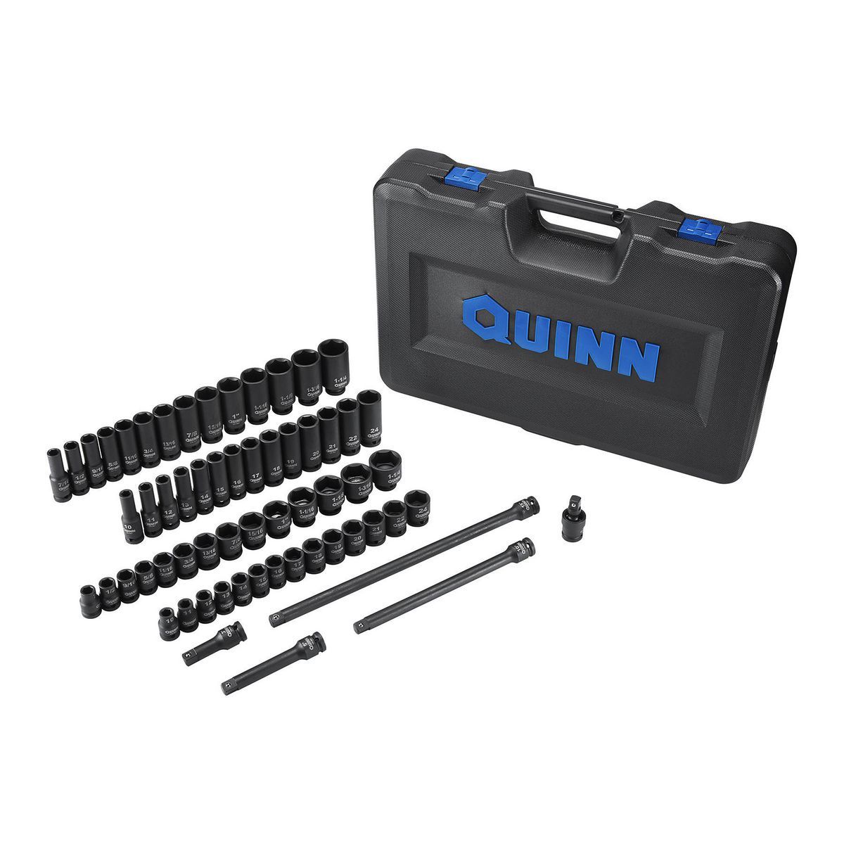 QUINN - 1/2 in. Drive SAE & Metric Master Impact Socket Set, 61 Piece ...