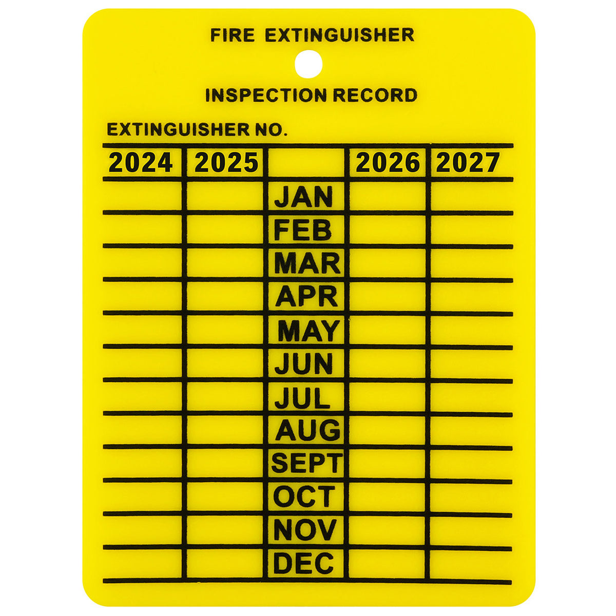 4 Year Plastic Fire Extinguisher Monthly Inspection Tag - Yellow - 2 1 ...