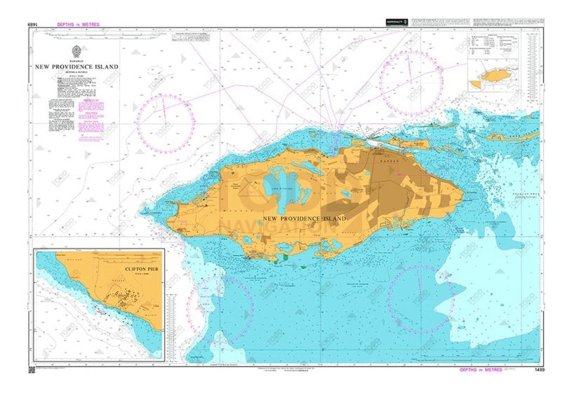 BRITISH ADMIRALTY NAUTICAL CHART 1489: NEW PROVIDENCE ISLAND ...