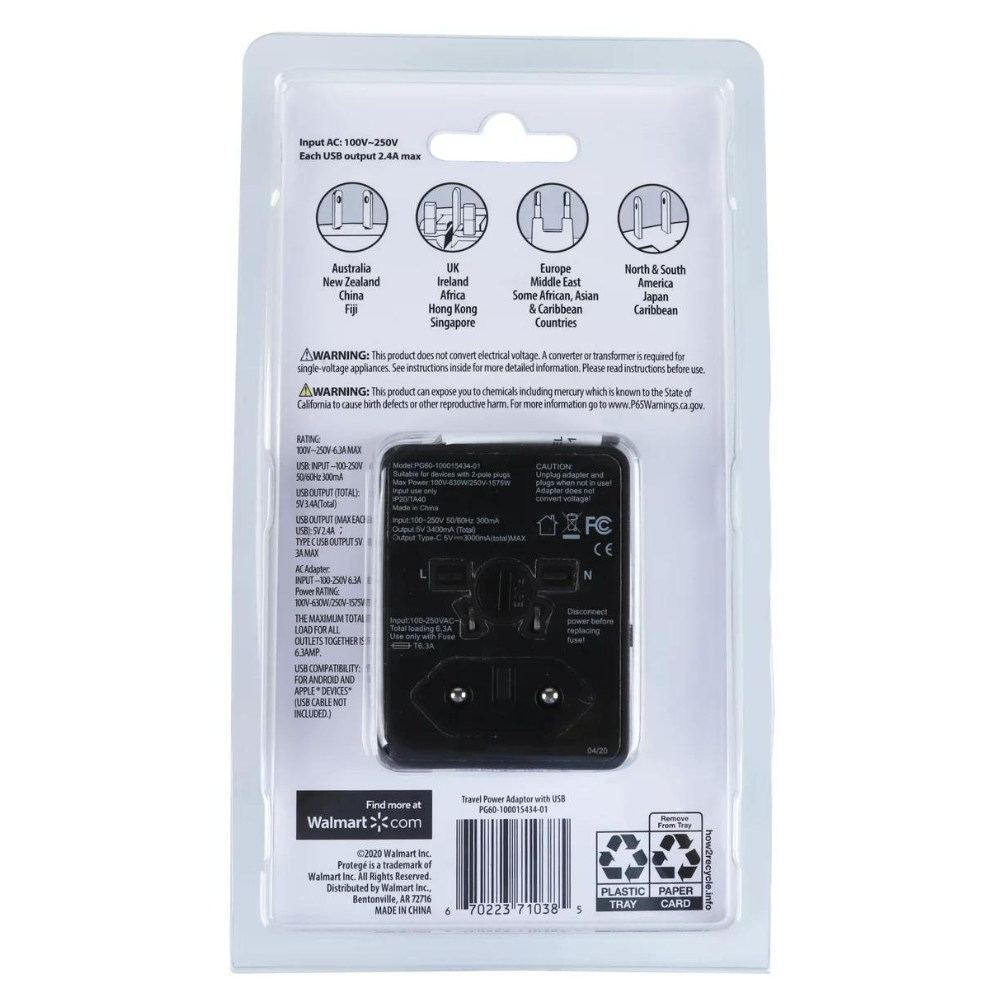Protege - International Power Adapter w/USB-C Port – RussmillSafety.com