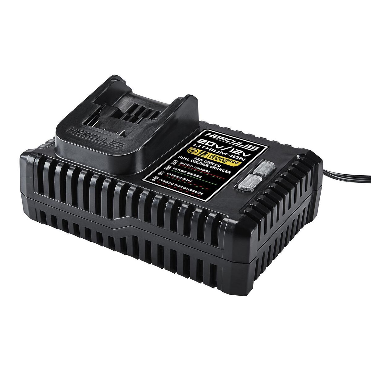 HERCULES 20V/12V Dual Voltage, Fan Cooled Lithium-Ion Battery Charger ...