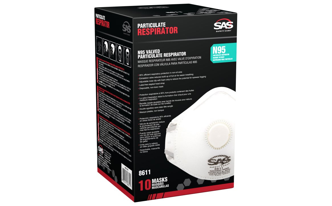 SAS Safety - N95 Valved Particulate Respirator - 10/bx – RUSSMILLSafety.com