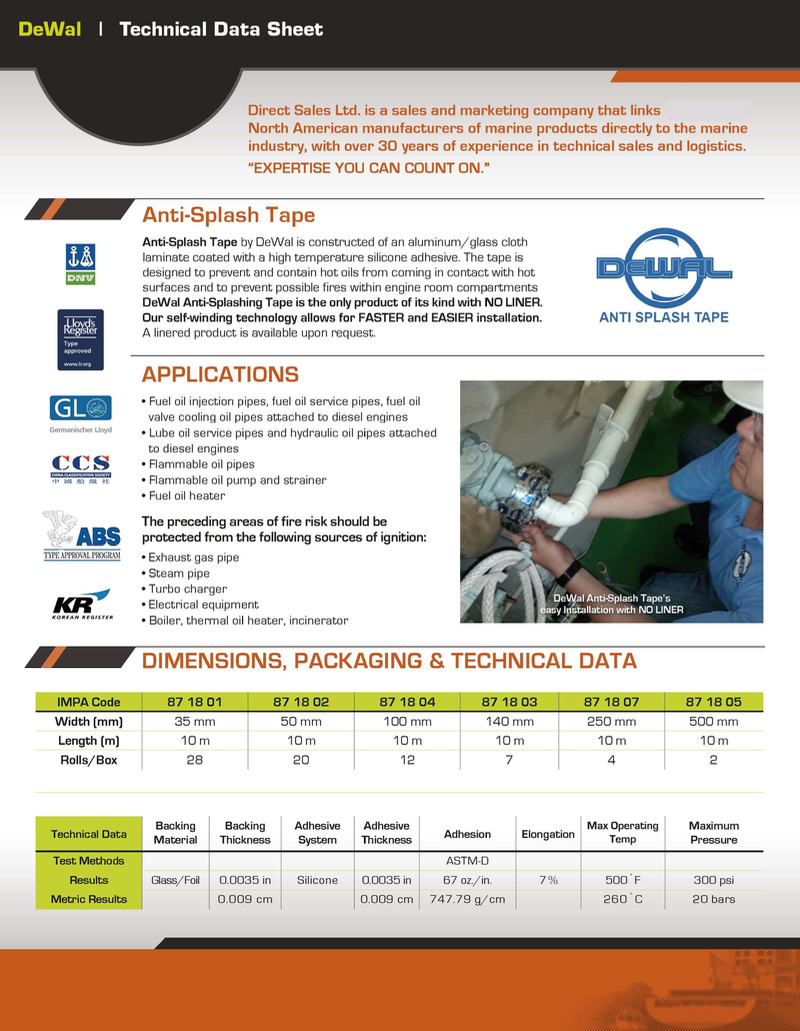 DeWal Anti-Splashing tape 100MM x 10M – RussmillSafety.com