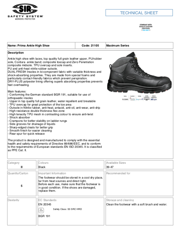 PRIMA ANKLE HIGH SHOE – RUSSMILLSafety.com